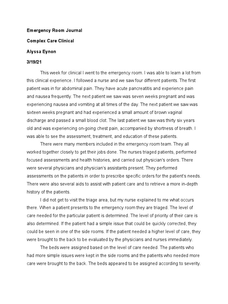 Er Journal | PDF | Emergency Department | Patient