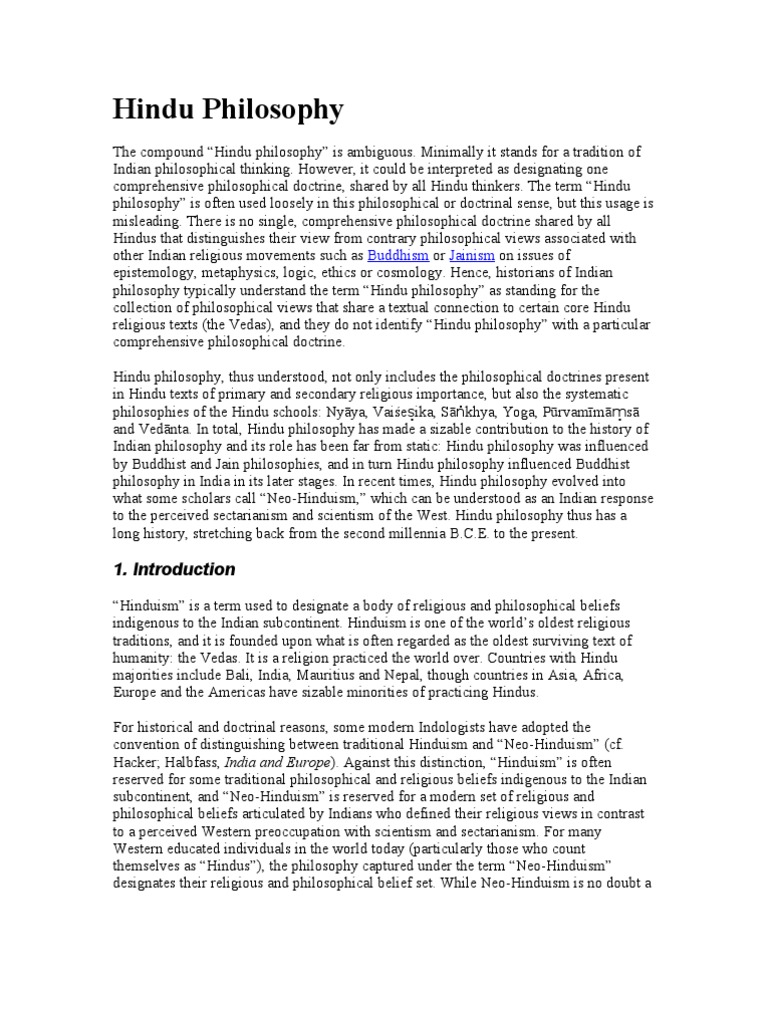 Hindu Philosophy | PDF | Vedas | Hindu Philosophy