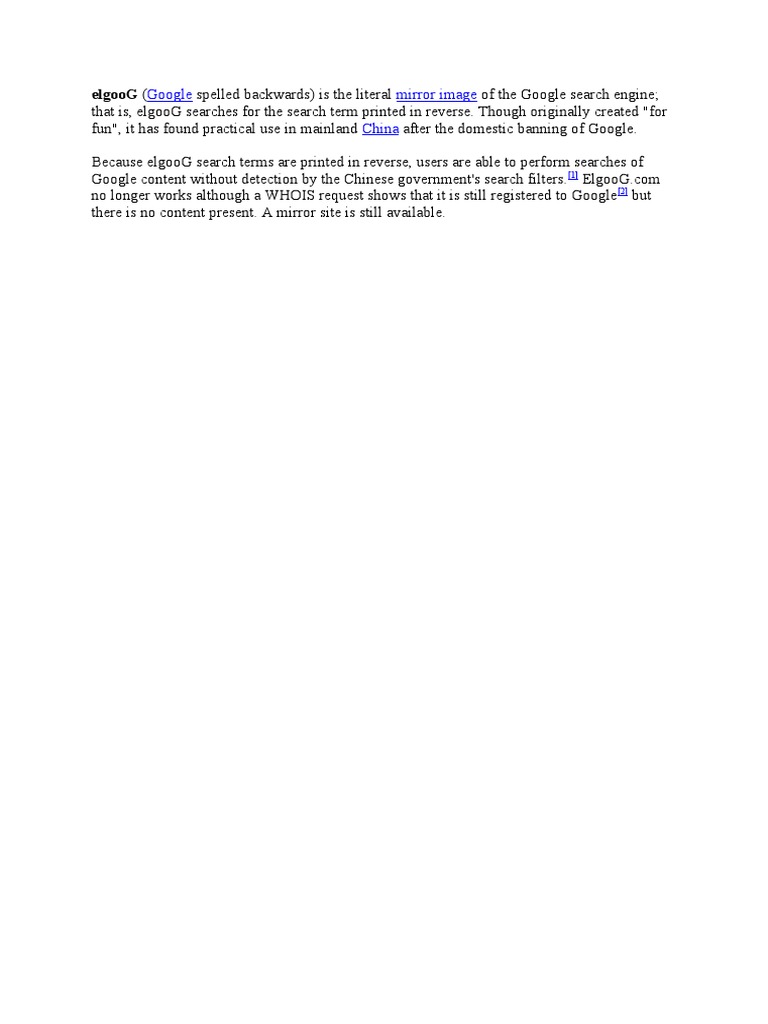 ElgooG: Google's Mirror Search Engine | PDF