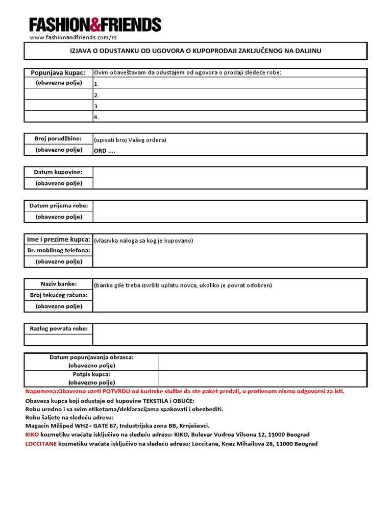 Izjava o Odustanku | PDF