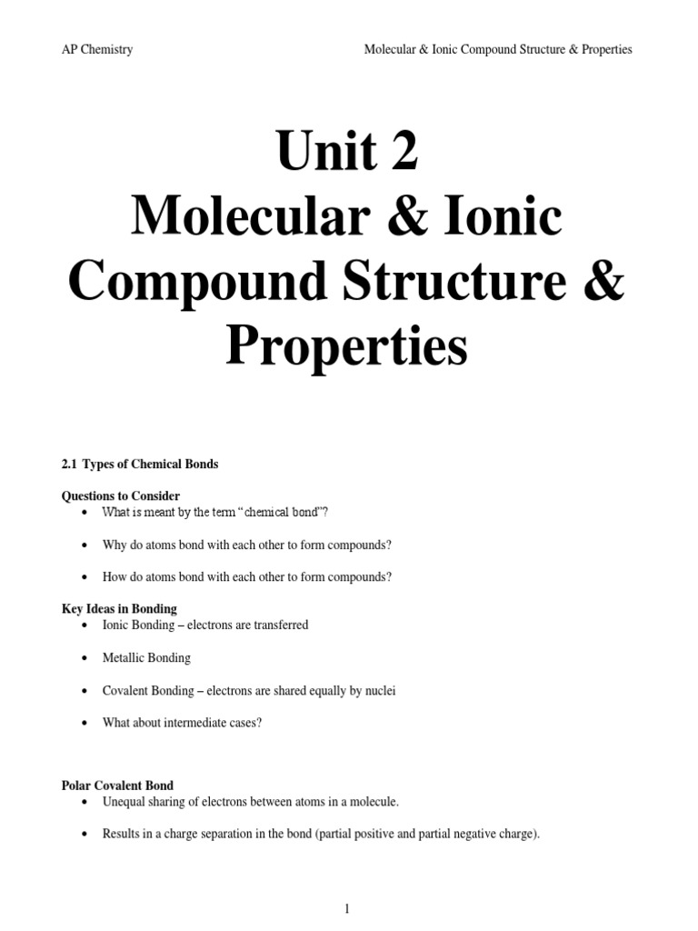 Molecular and Ionic Compound Properties | PDF | Ionic Bonding ...