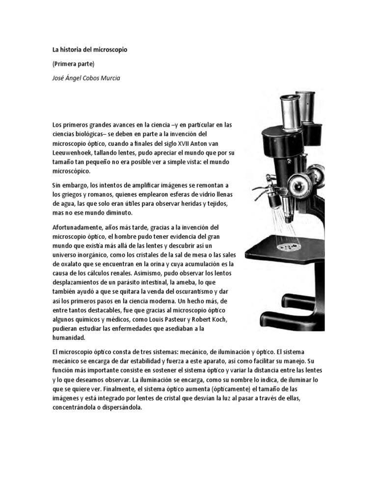 La Historia Del Microscopio | PDF | Microscopio | Óptica