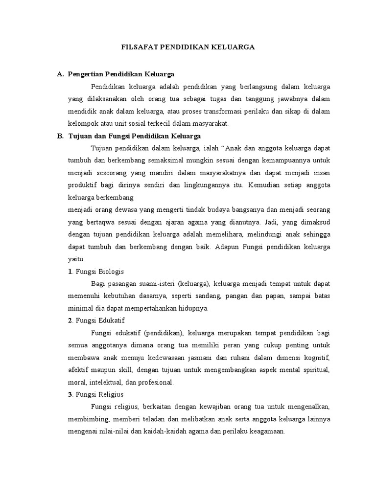 Hasil Diskusi Filsafat Pendidikan Keluarga | PDF
