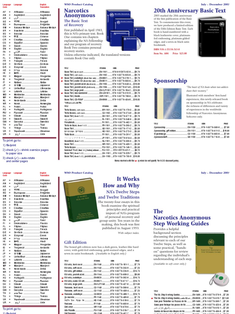 Narcotics Anonymous 20th Anniversary Basic Text | PDF | Languages ...