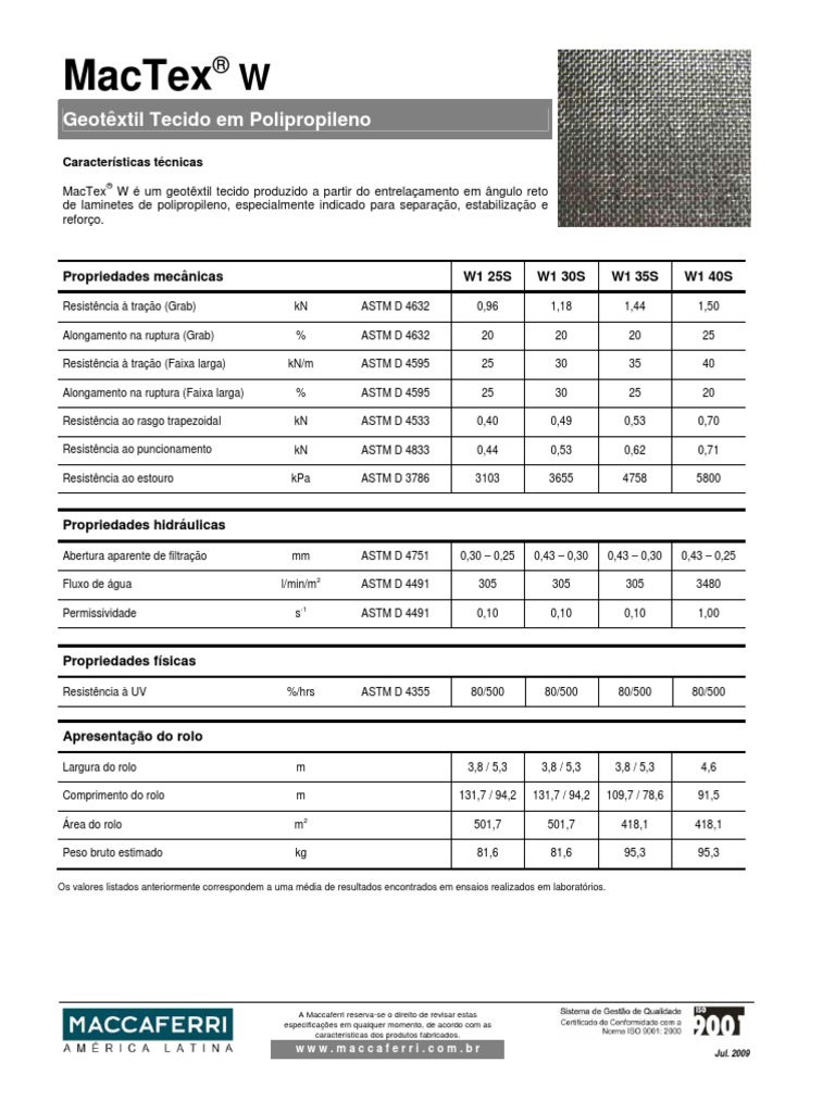 MACTEX W (Polipropileno) | PDF