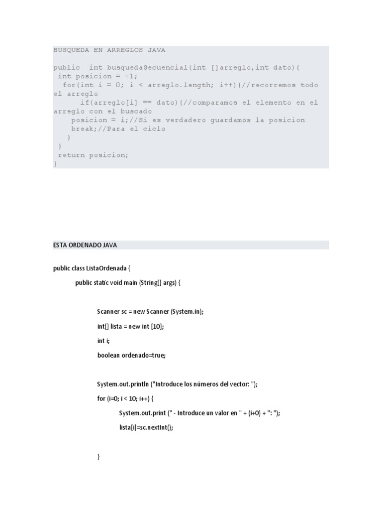 Busqueda en Arreglos Java | PDF