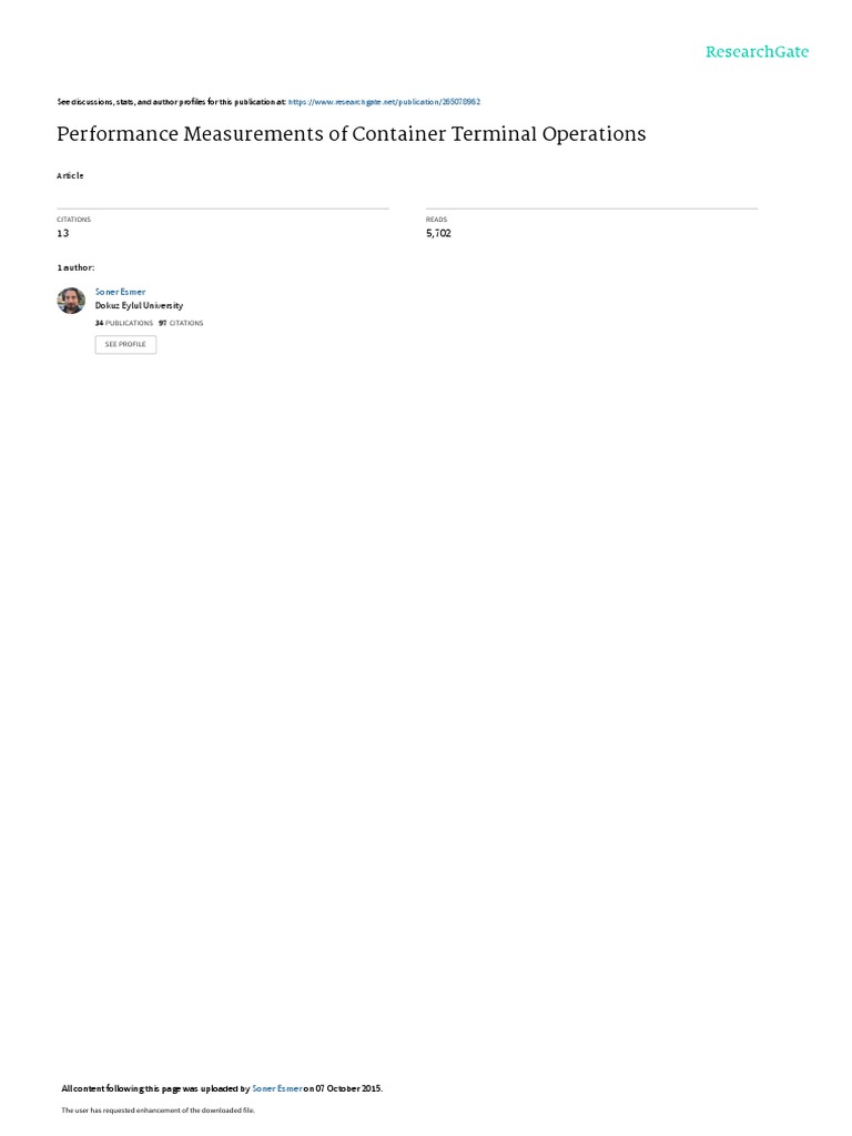 Performance Measurements of Container Terminal Operations | PDF ...
