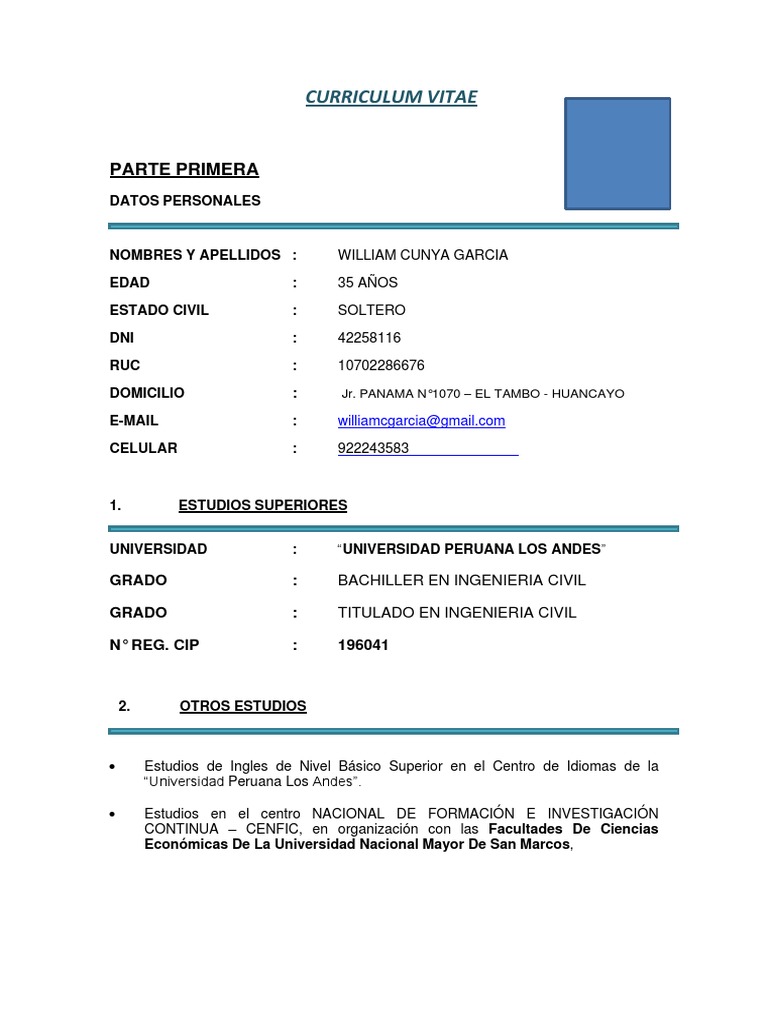 Curriculum Vitae William | PDF | Lima | Perú