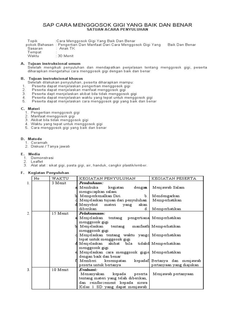Sap Cara Menggosok Gigi Yang Baik Dan Benar | PDF
