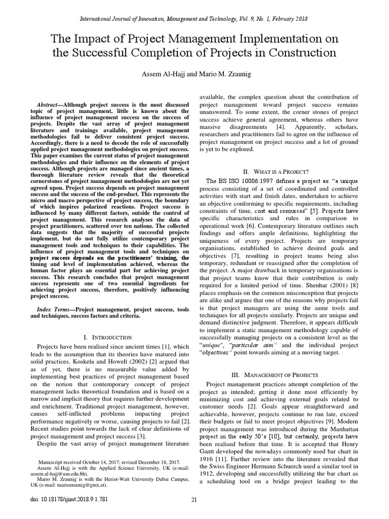 The Impact of Project Management | PDF | Project Management | Survey ...