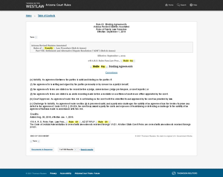 Arizona Court Rules: Rule 69 - Binding Agreements | PDF | Alternative ...