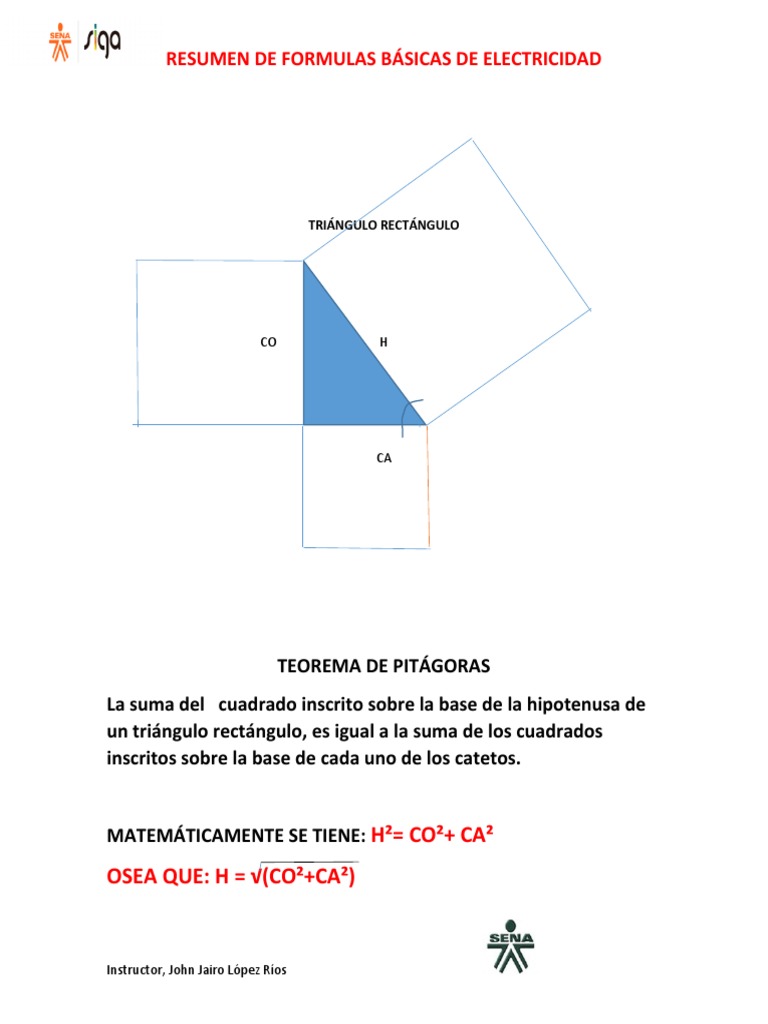 Formulas Basicas de Electricidad | PDF | Energia electrica | Corriente ...