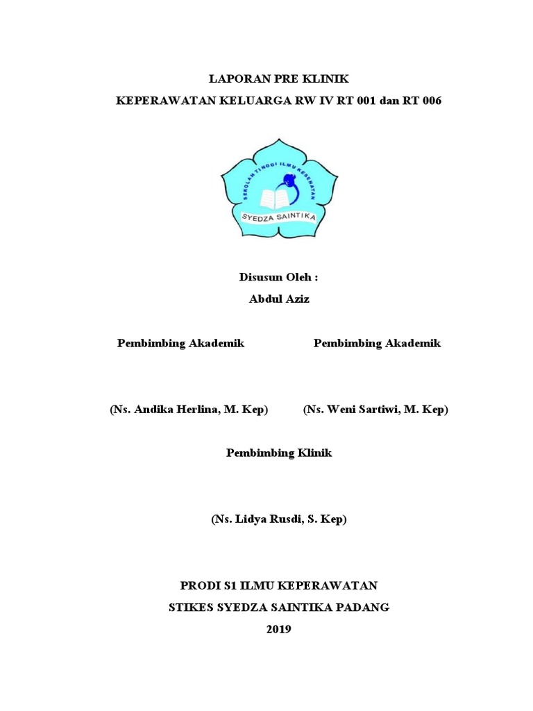 LAPORAN PRE KLINIK Cover | PDF