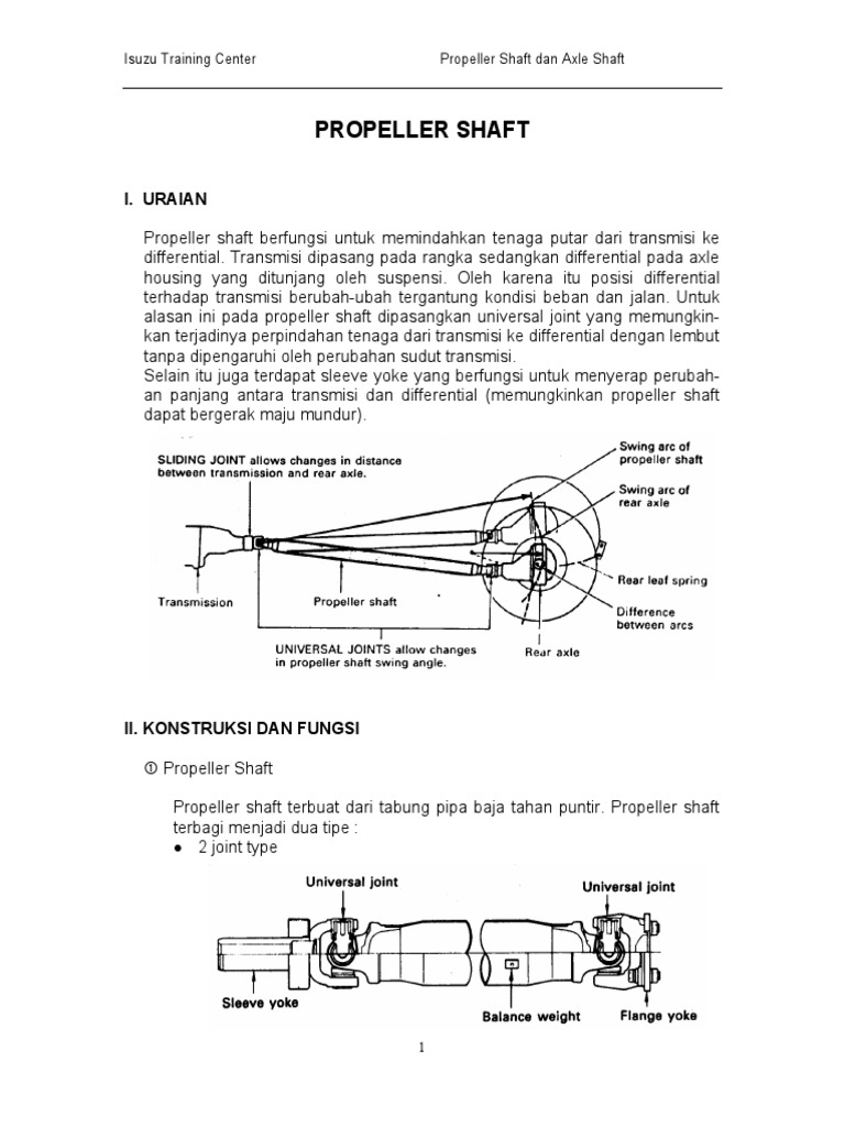 Propeller & Axle Shaft Isuzu | PDF