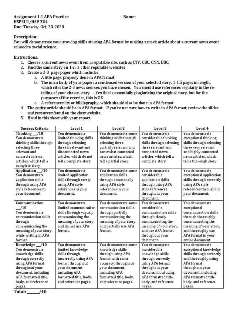 HSP3U1 APA Format Assignment Guide | PDF | News | Apa Style