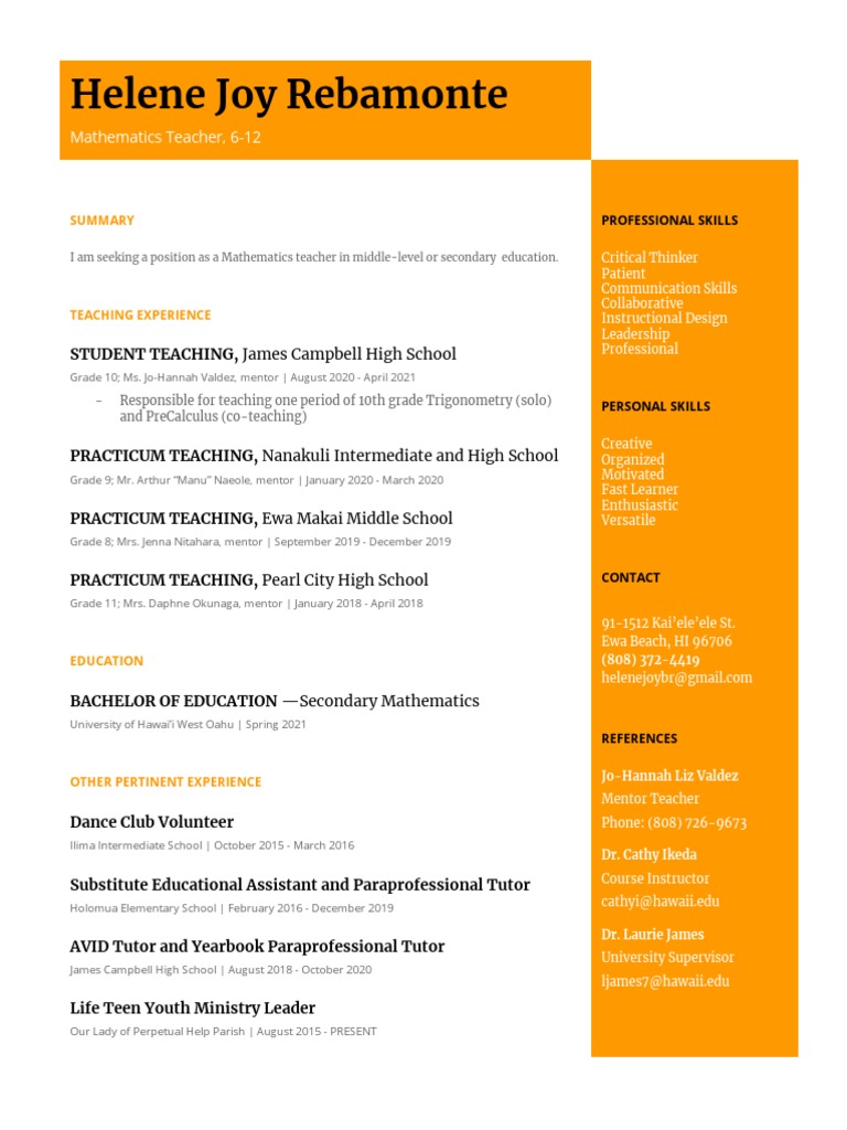 Rebamonte Resume | PDF | Schools | Teaching