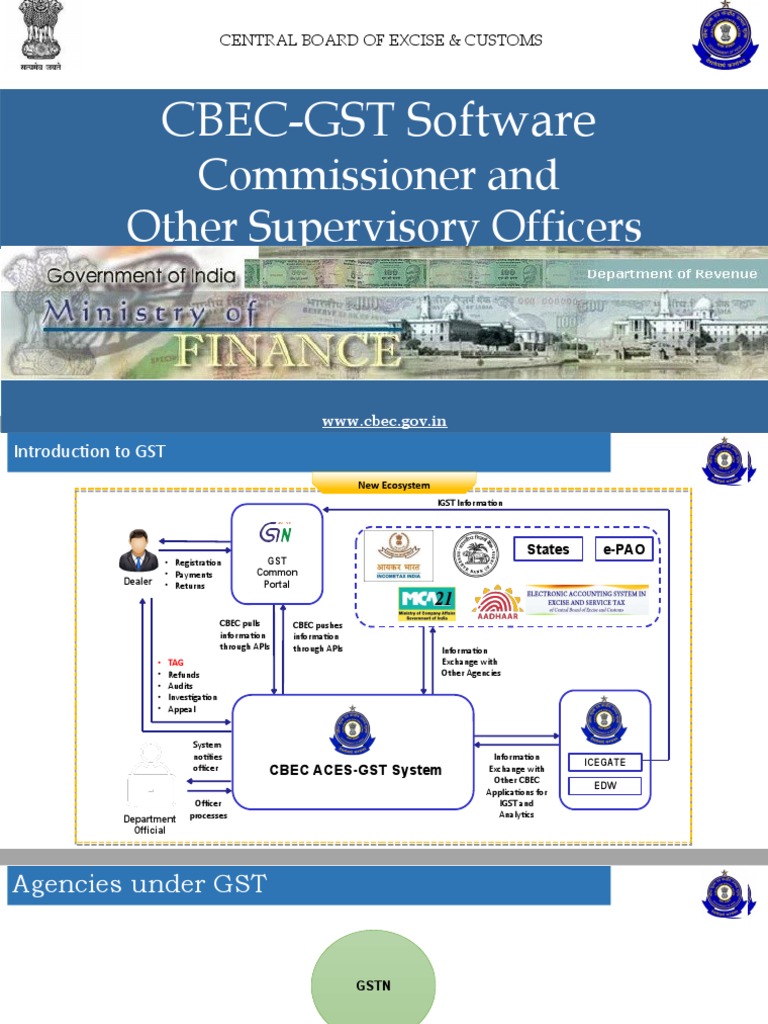 CBEC-GST Software: Commissioner and Other Supervisory Officers | PDF ...