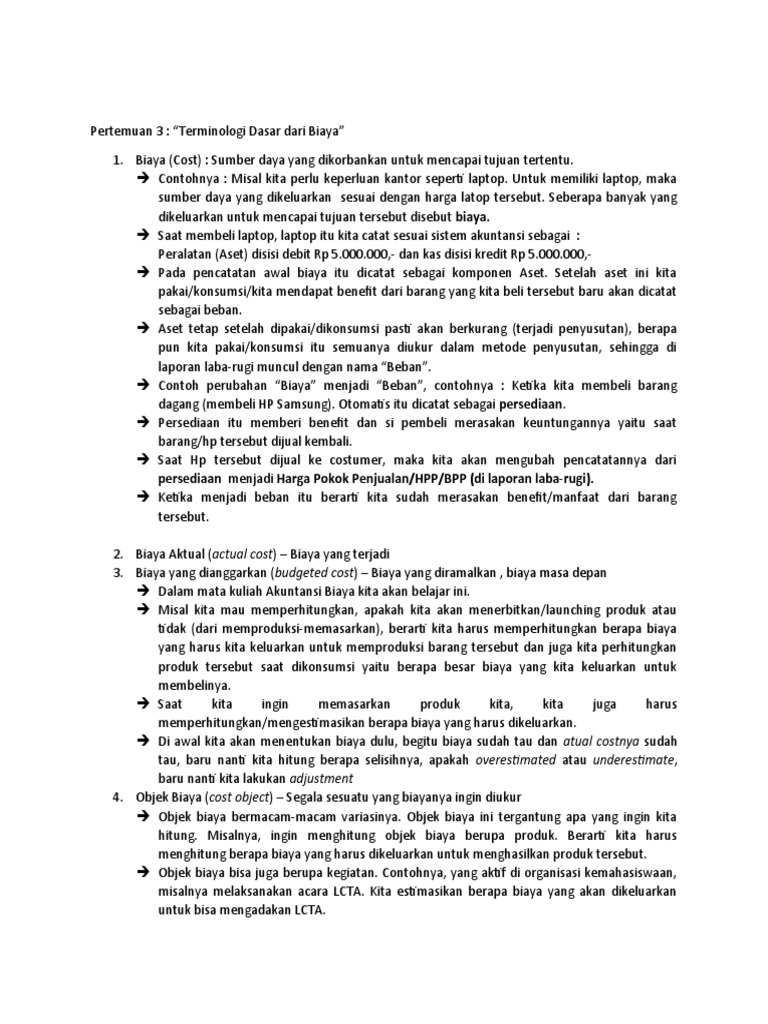 Terminologi Dasar Biaya Akuntansi | PDF