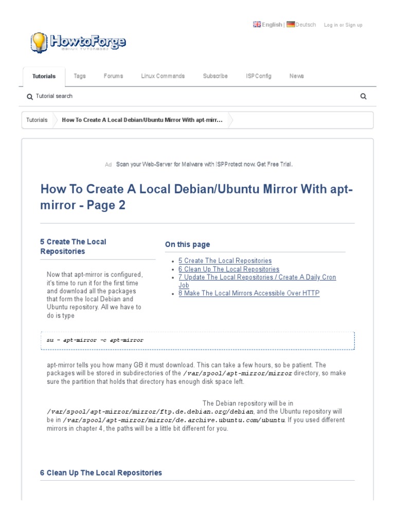 How To Create A Local Debian Ubuntu Mirror With Apt Mirror 2 Pdf Software Repository 2623