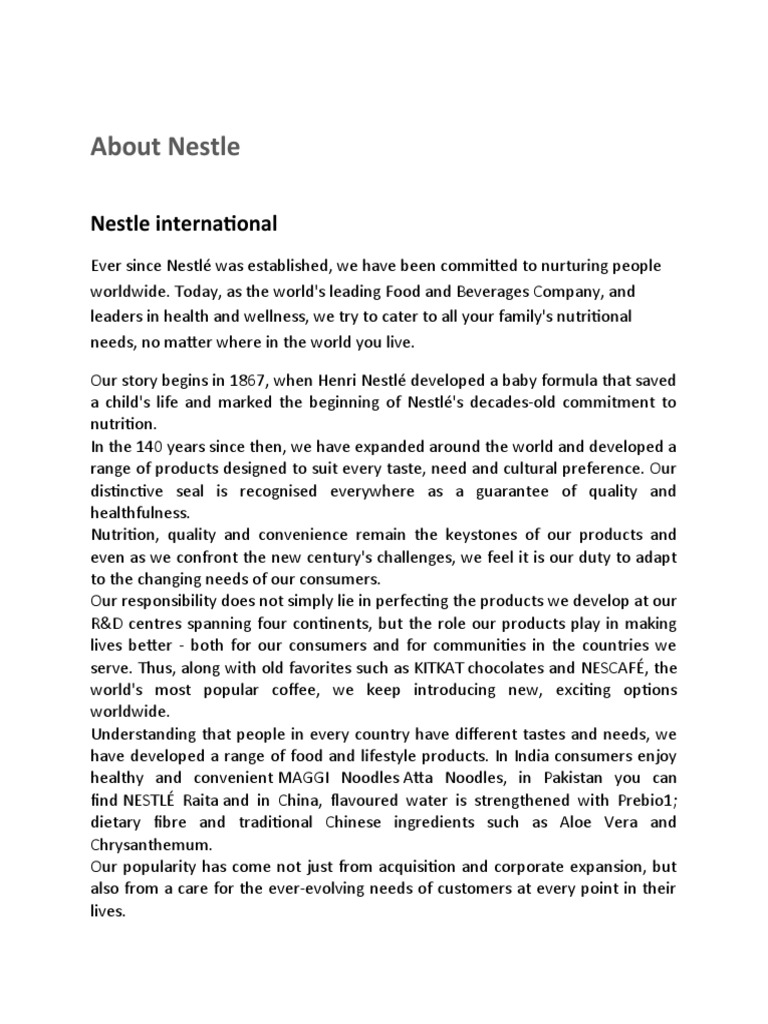 Nestlé: Global Commitment to Nutrition | PDF | Packaging And Labeling ...