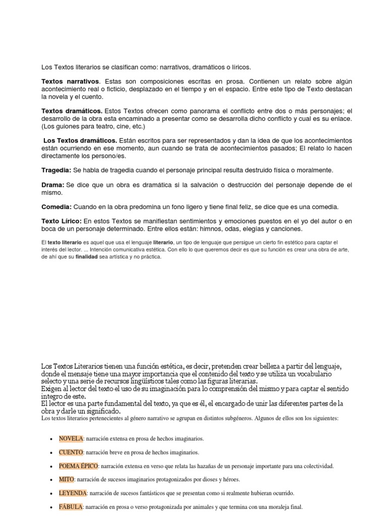 Clasificación de Textos Literarios | PDF | Narrativa | Teatro