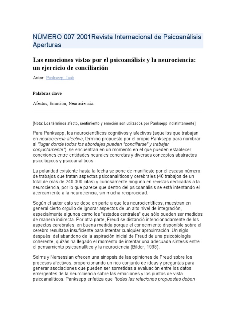 Panksepp | PDF | Las emociones | Cerebro
