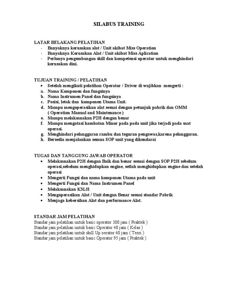 Silabus Training | PDF