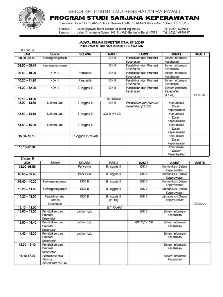 Jadwal FIX Genap 20182019 | PDF