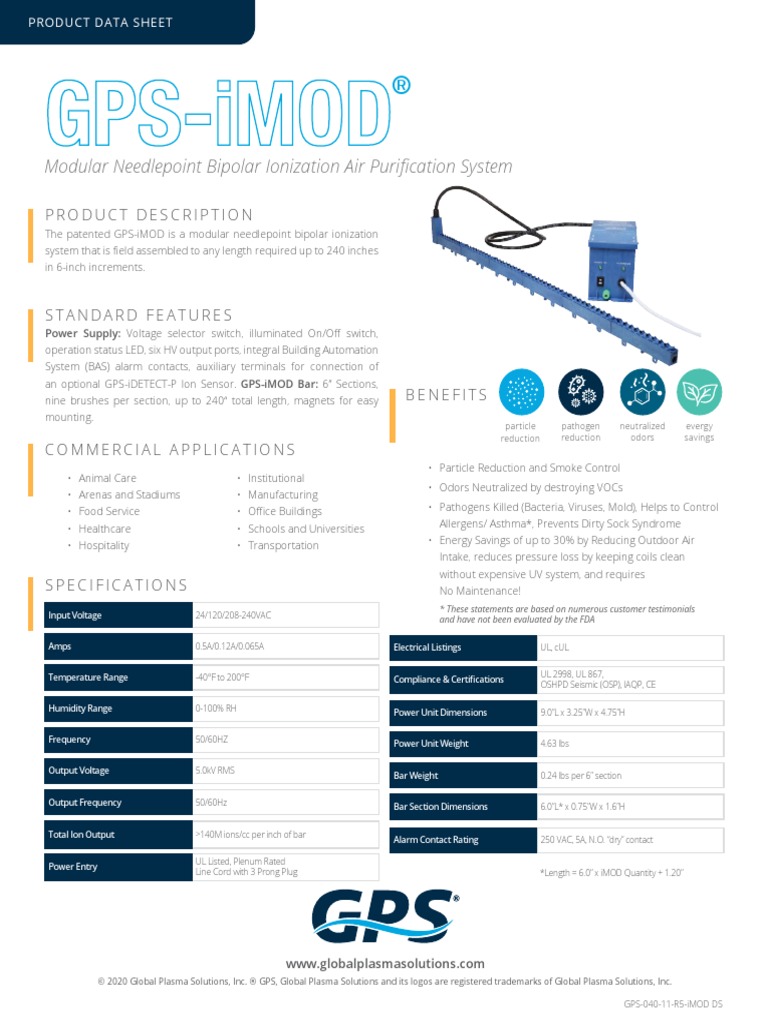 Gps-Imod: Modular Needlepoint Bipolar Ionization Air Purification ...