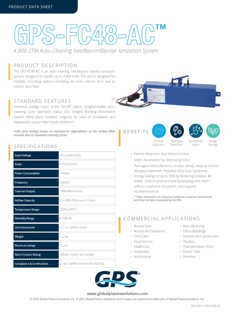 GPS FC48 AC - Data Sheet | PDF | Building Automation | Duct (Flow)