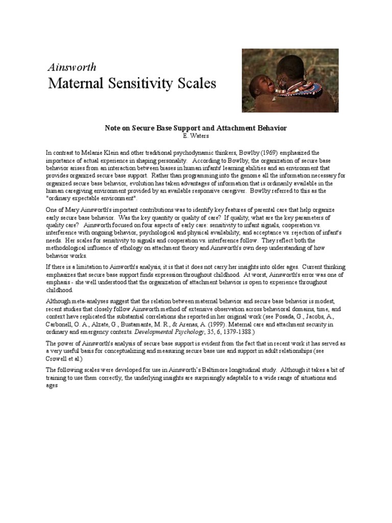 Ainsworth (1969) Maternal Sensitivity Scales | PDF | Attachment Theory ...