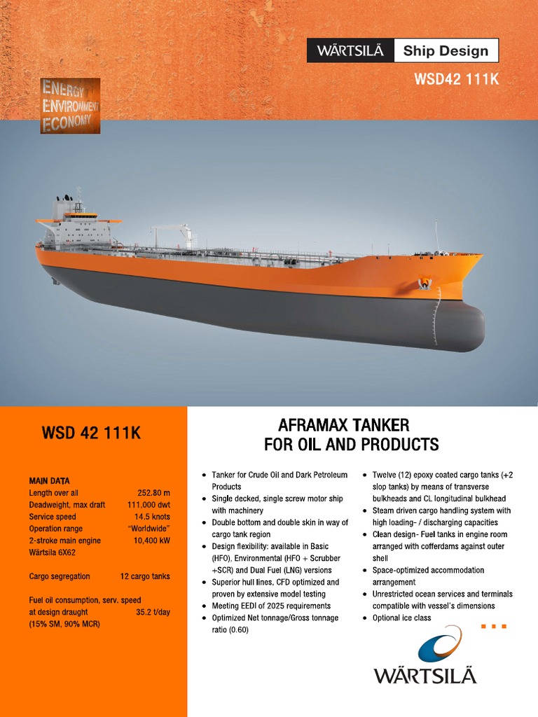 Data Sheet Ship Design Aframax Tanker WSD 42 111k | PDF