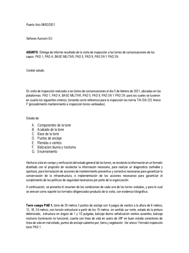 Informe Torres | PDF | Tierra | Hormigón