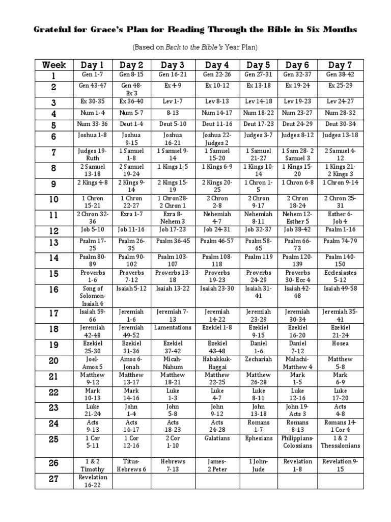 6-Month Bible Reading Plan Guide | PDF | Saint Timothy | Old Testament ...