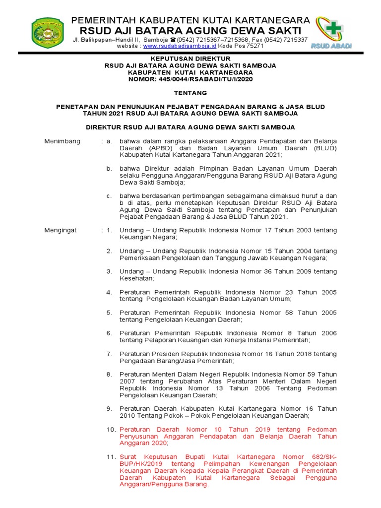 05 SK PJ Pengadaan BLUD 2021 | PDF