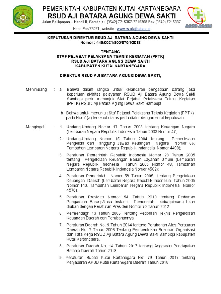 SK Staf PPTK 2019 | PDF