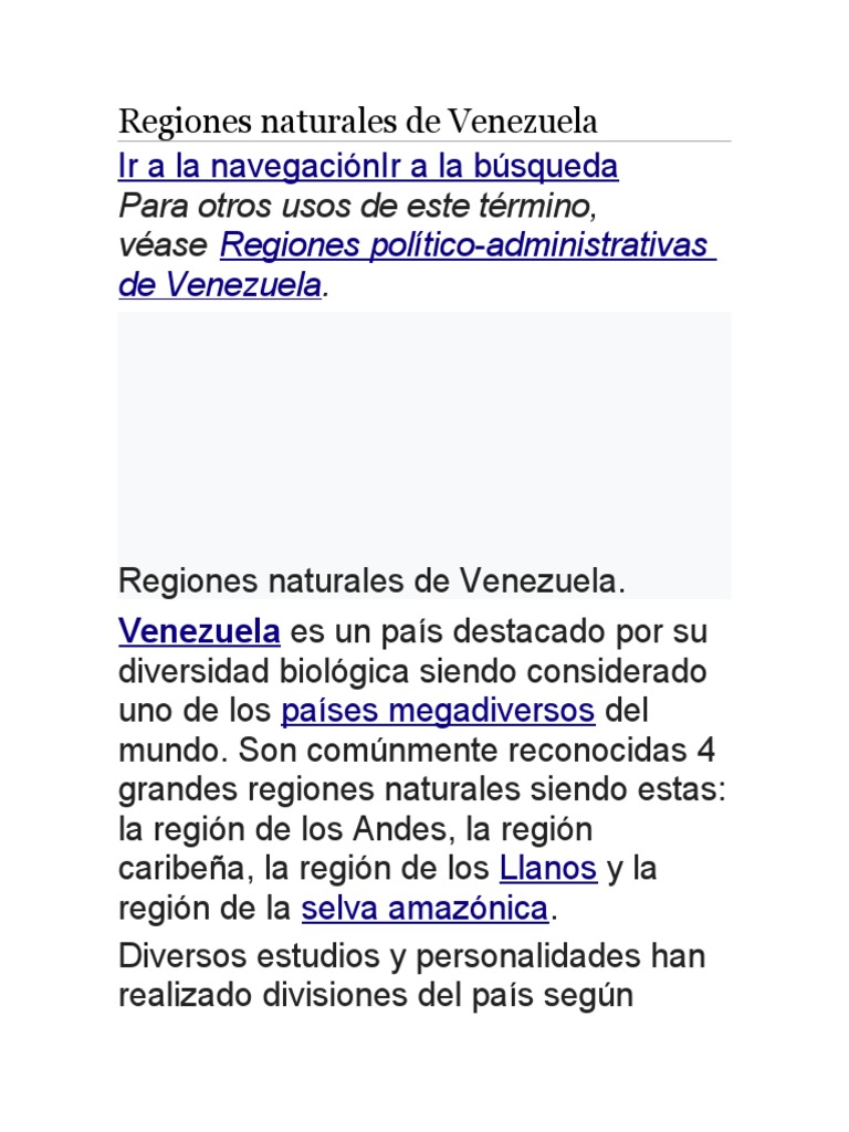 Regiones Naturales de Venezuela | PDF | Earth Sciences | Geografía Física