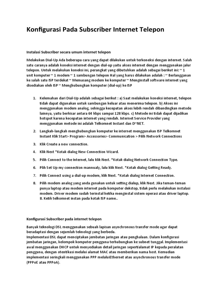 Konfigurasi Pada Subscriber Internet Telepon | PDF