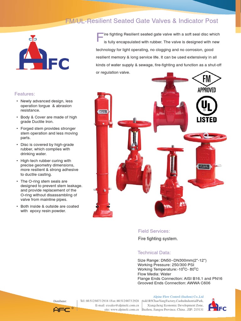 AFC Gate Valve & Indicator Post, ULFM | Download Free PDF | Screw | Steel