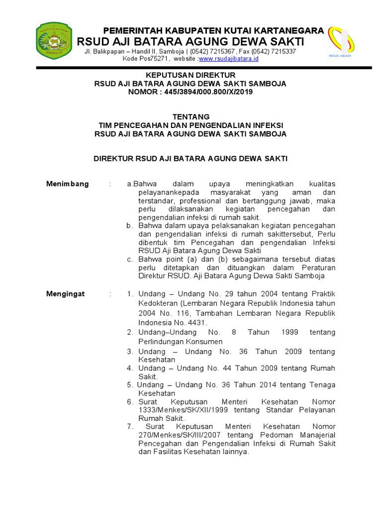 Tim PPI RSUD Aji Batara Agung Dewa Sakti | PDF | Kesehatan Holistik