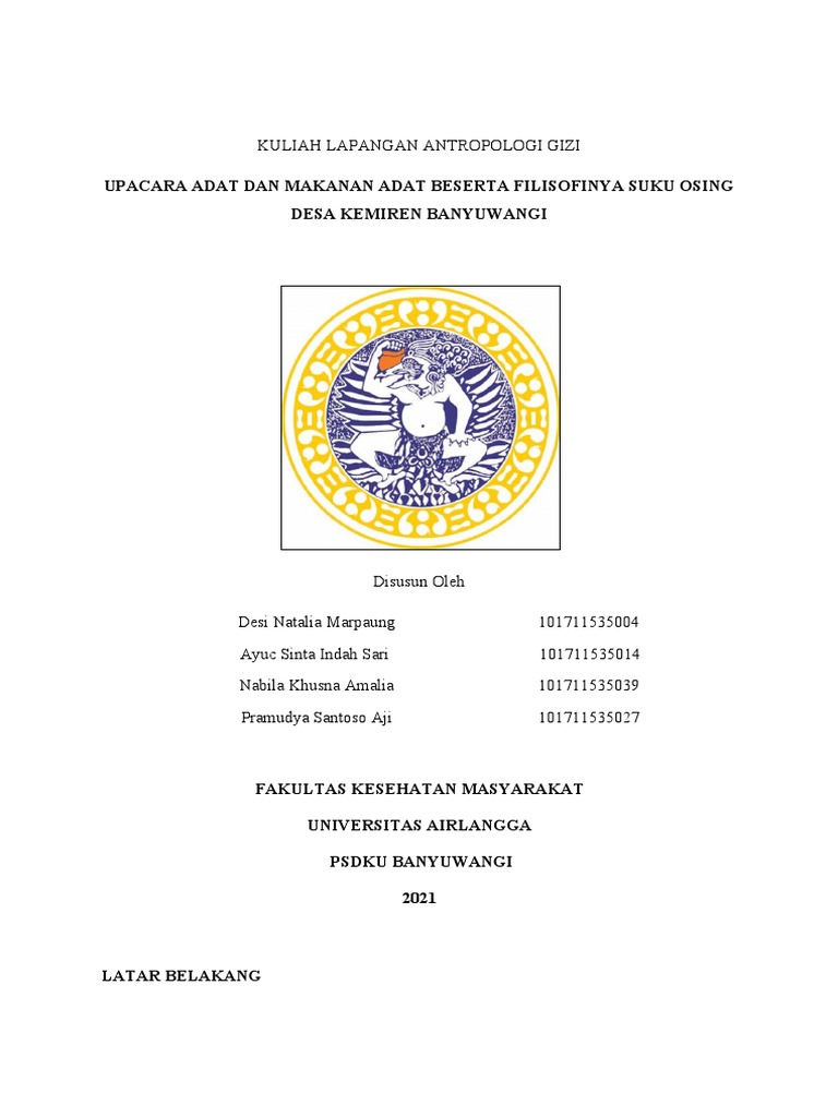Upacara Adat Dan Makanan Adat Beserta Filisofinya Suku Osing Desa ...