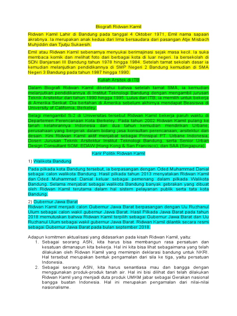 Biografi Ridwan Kamil | PDF