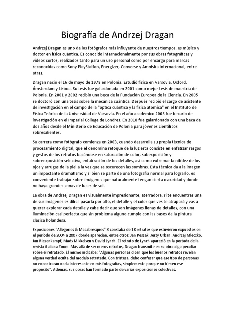 Biografía de Andrzej Dragan | PDF