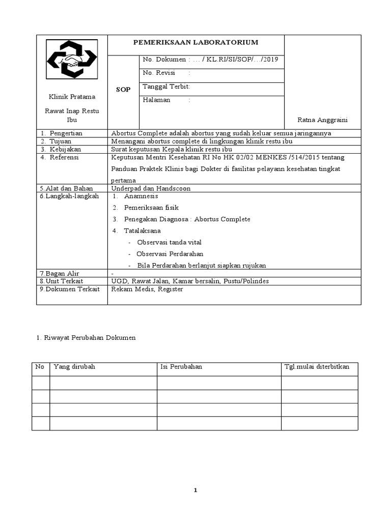 Sop Abortus Komplit | PDF