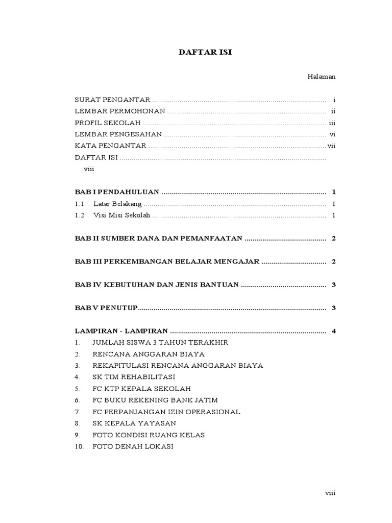 Daftar Isi Proposal Lab Komputer Edit | PDF