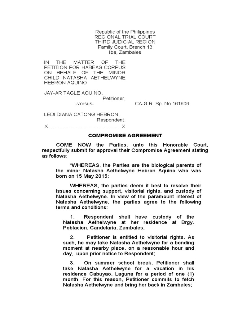 Compromise Agreement (Ledi Hebron) | PDF | Constitutional Law | Justice