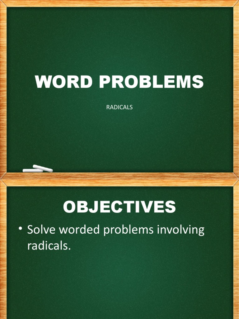 Worded Problems Involving Radicals | PDF | Length | Area