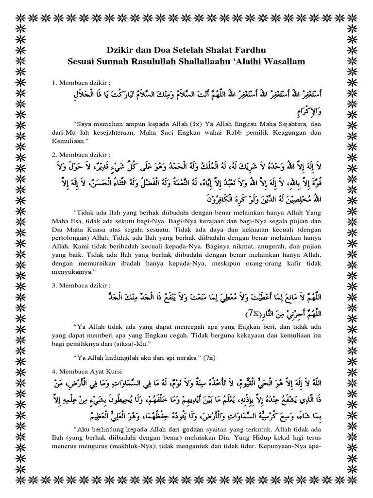 Dzikir dan Doa Setelah Shalat Fardhu | PDF