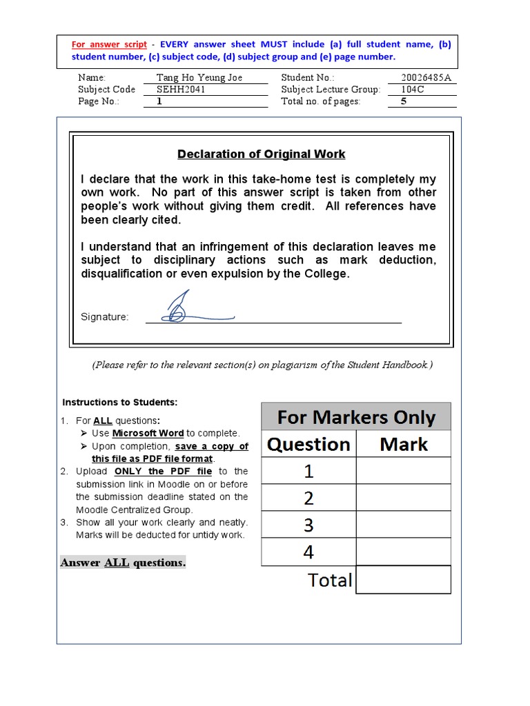 Declaration of Original Work | PDF | Image Scanner | Computer Hardware