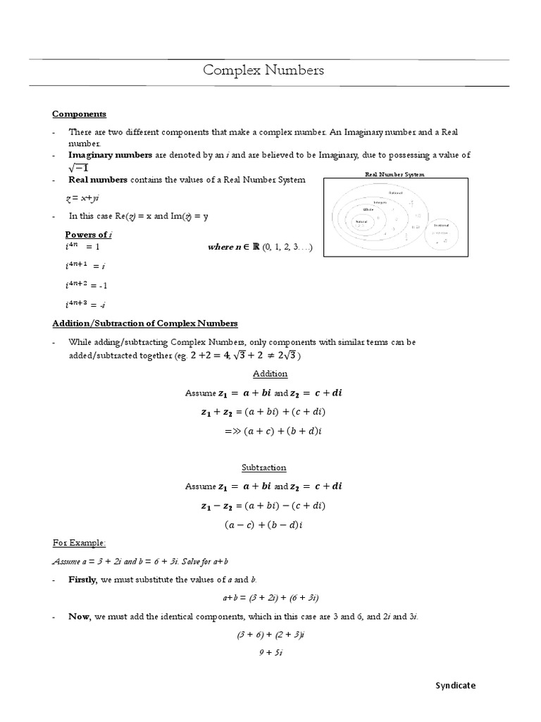 4278complex Numbers Pdf Complex Number Cartesian Coordinate System